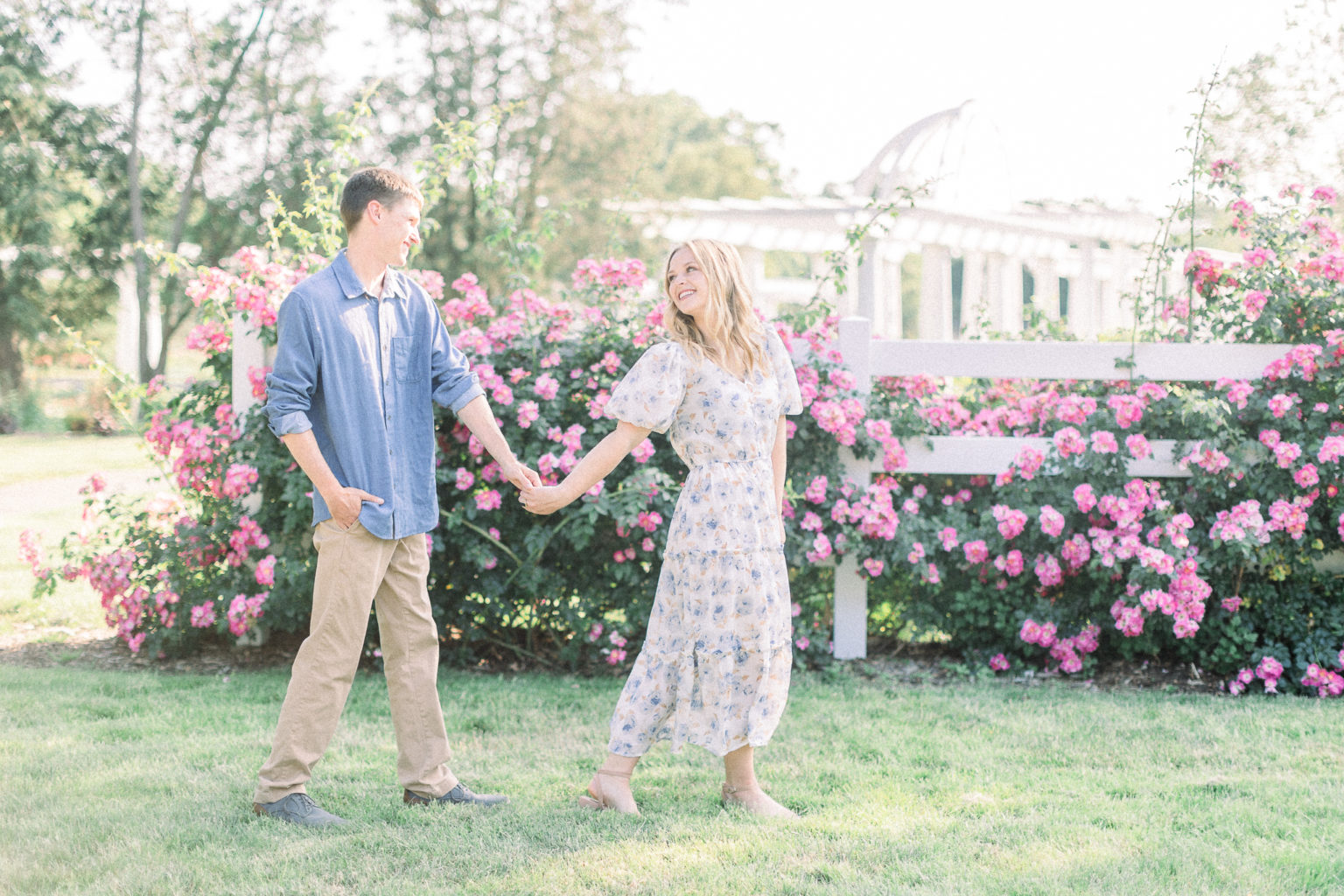 A Romantic Engagement at Lakeside Rose Garden