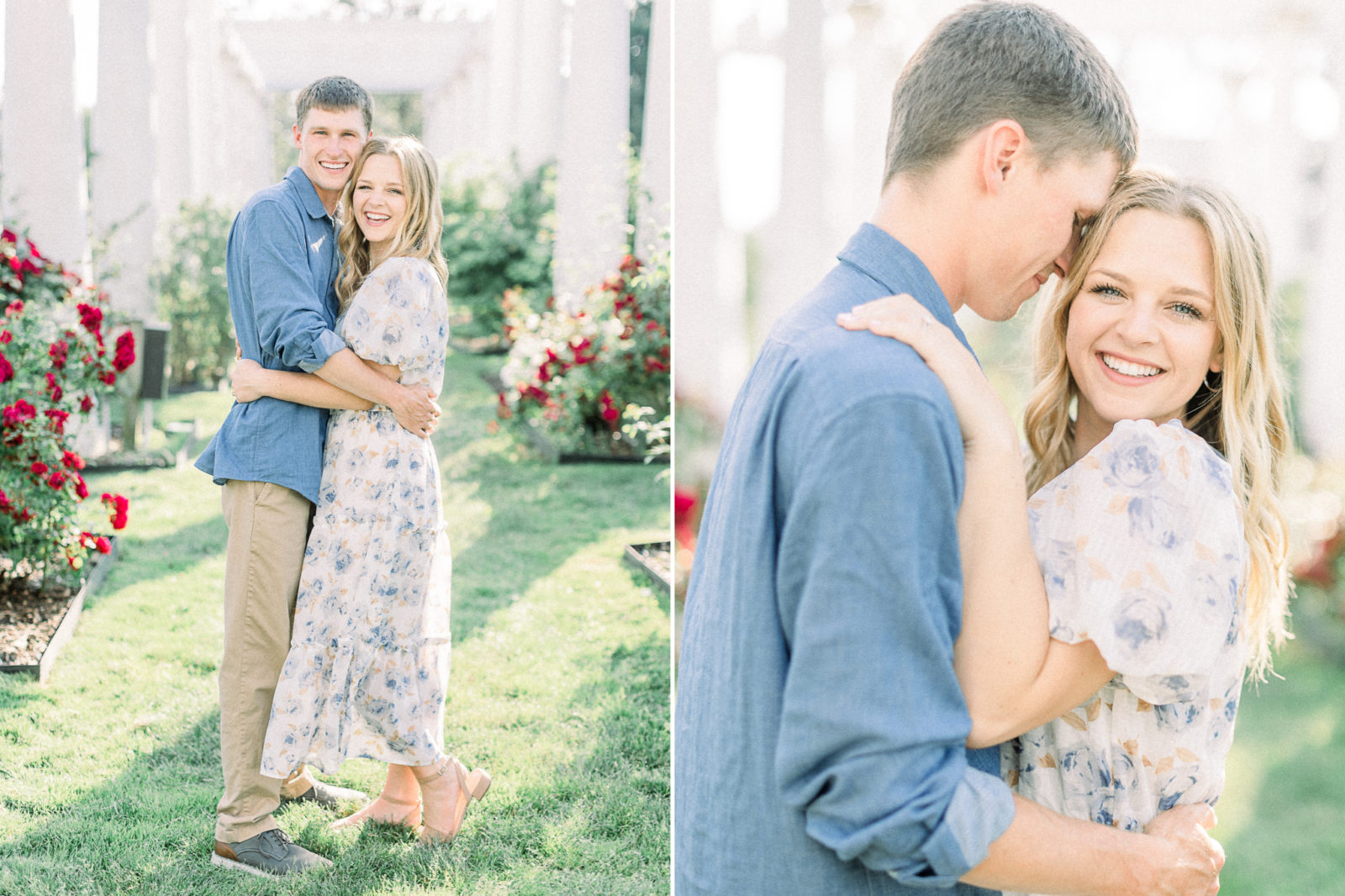 A Romantic Engagement at Lakeside Rose Garden