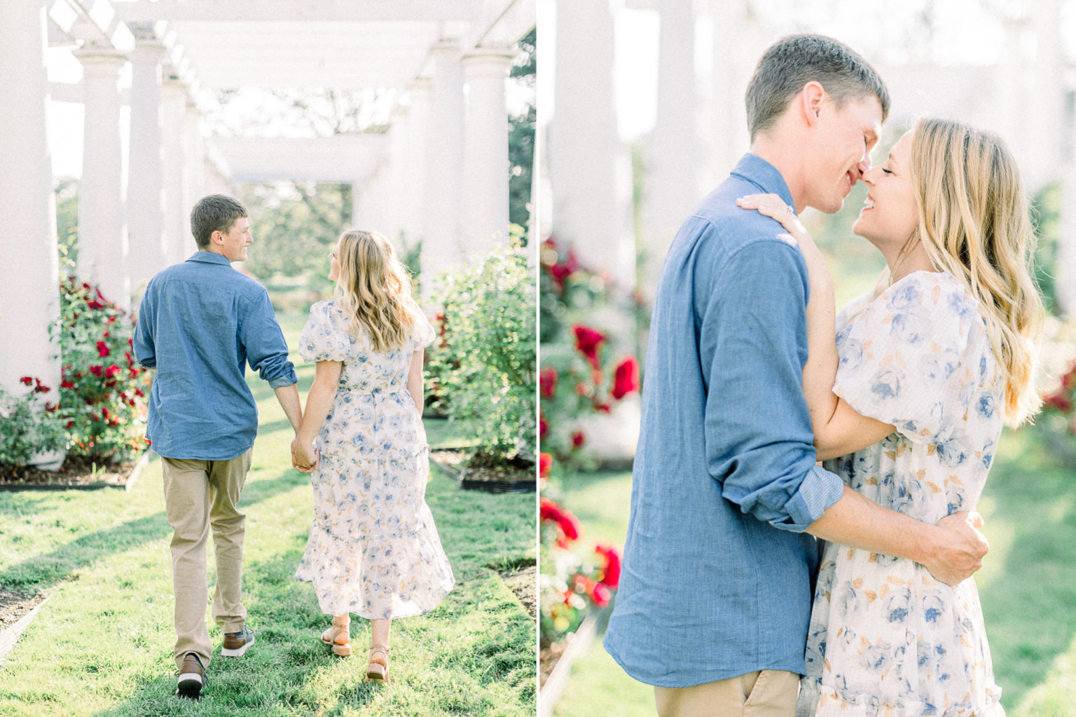 A Romantic Engagement at Lakeside Rose Garden