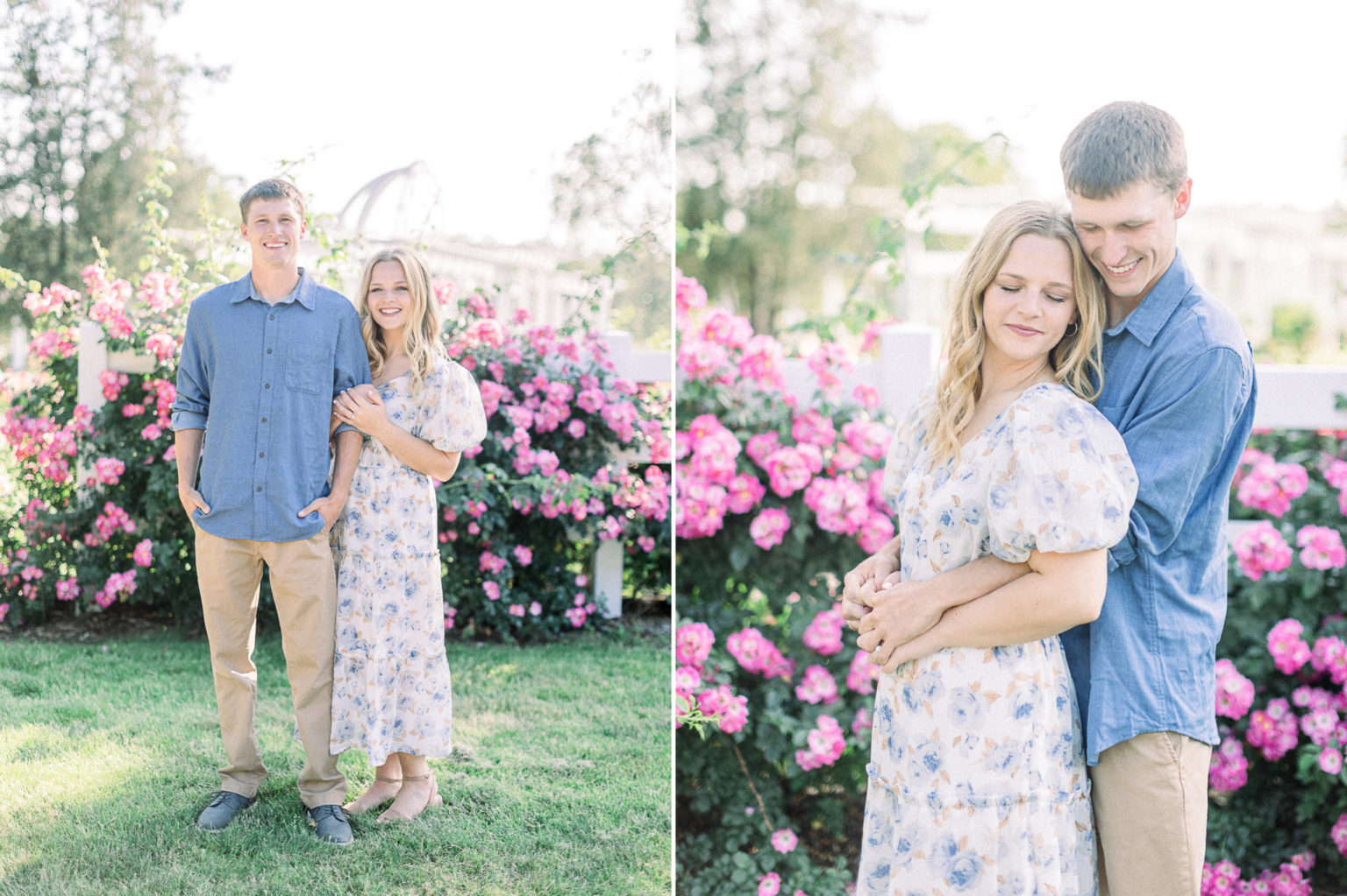 A Romantic Engagement at Lakeside Rose Garden