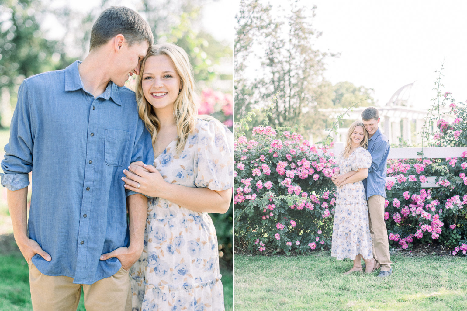 A Romantic Engagement at Lakeside Rose Garden