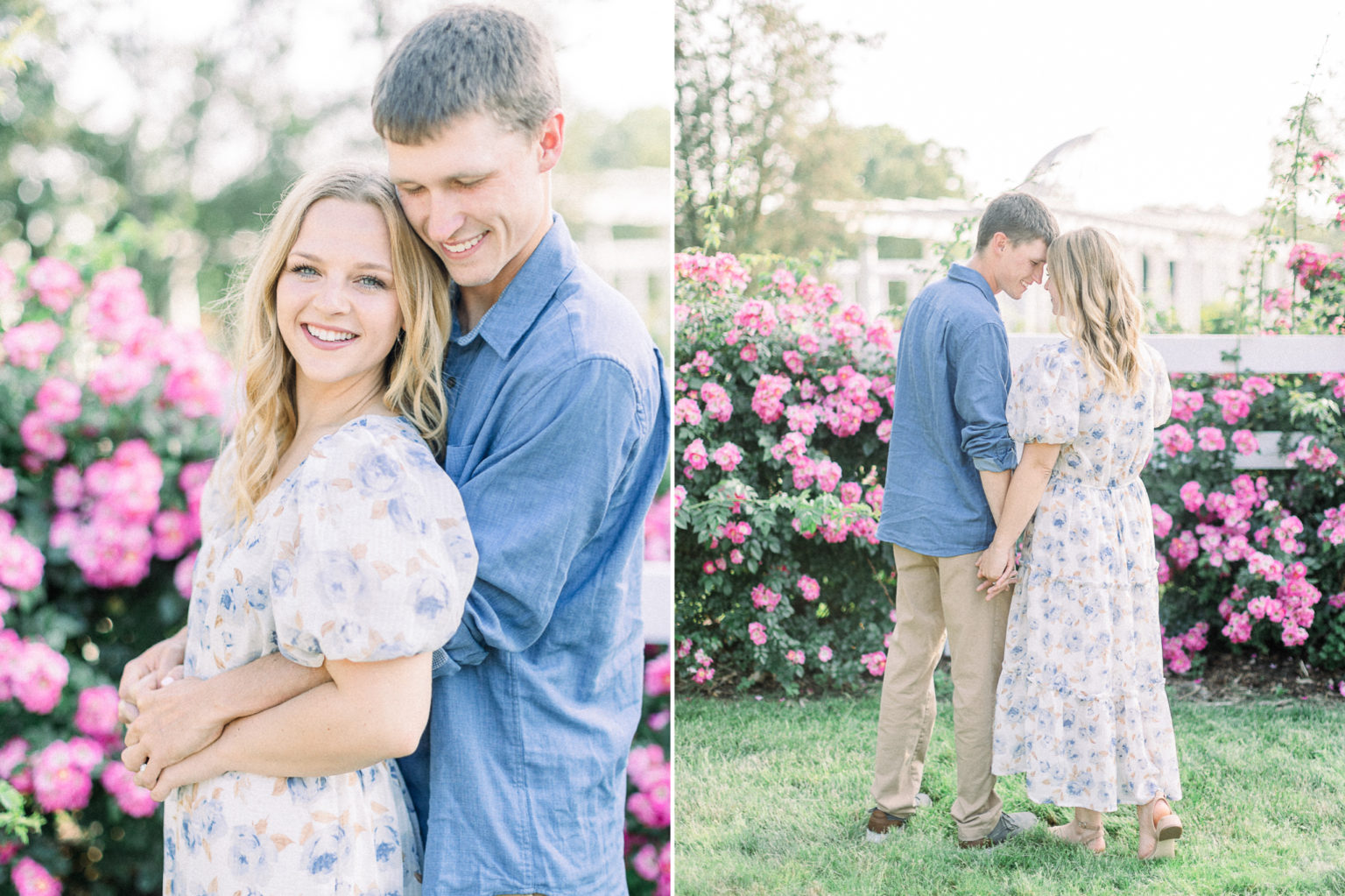 A Romantic Engagement at Lakeside Rose Garden