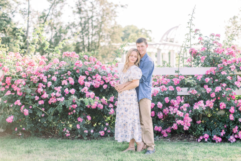 A Romantic Engagement at Lakeside Rose Garden