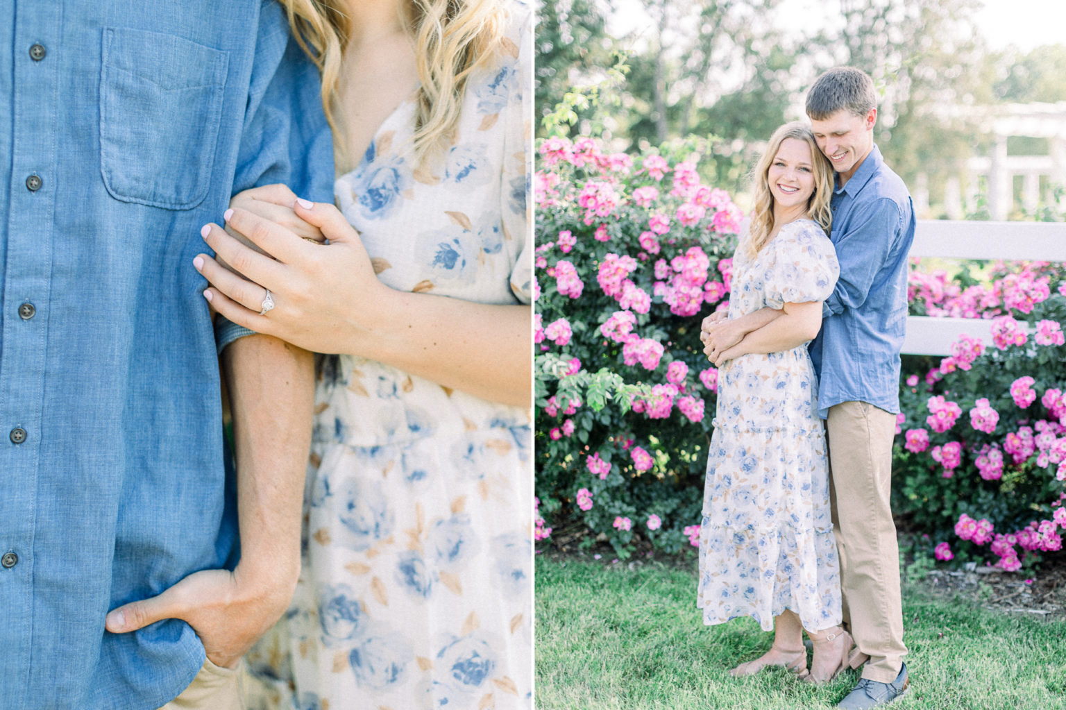 A Romantic Engagement at Lakeside Rose Garden