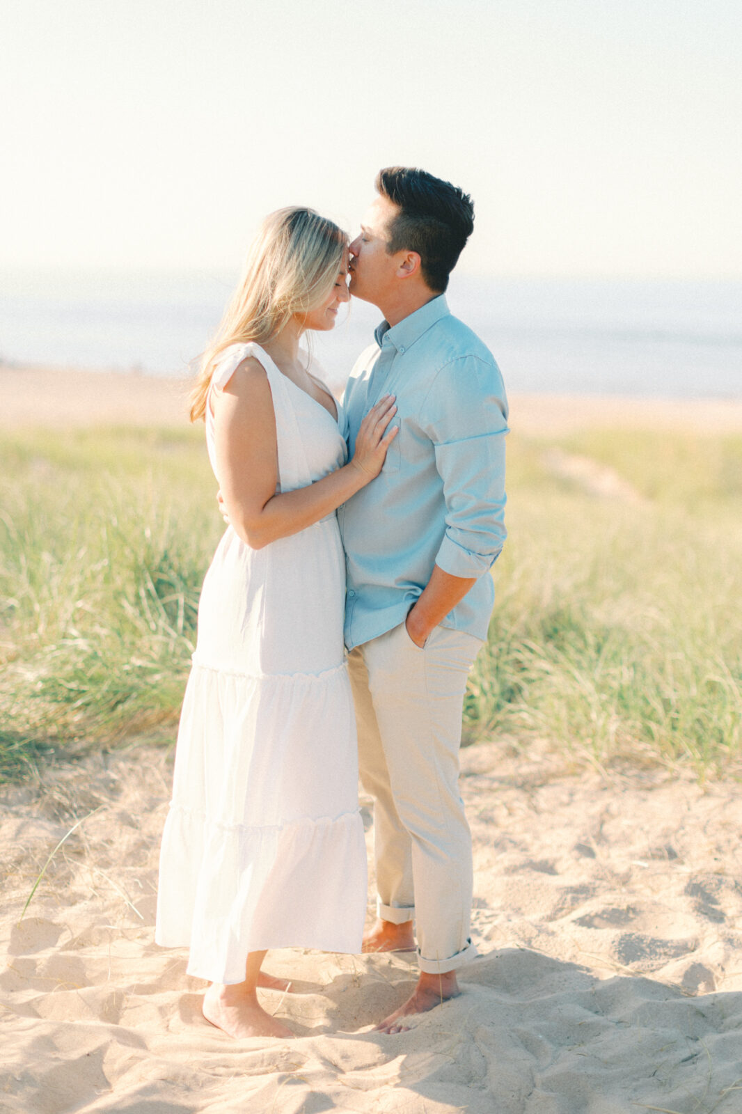 A Bubbly Engagement Session on Lake Michigan | Haley + Andrew