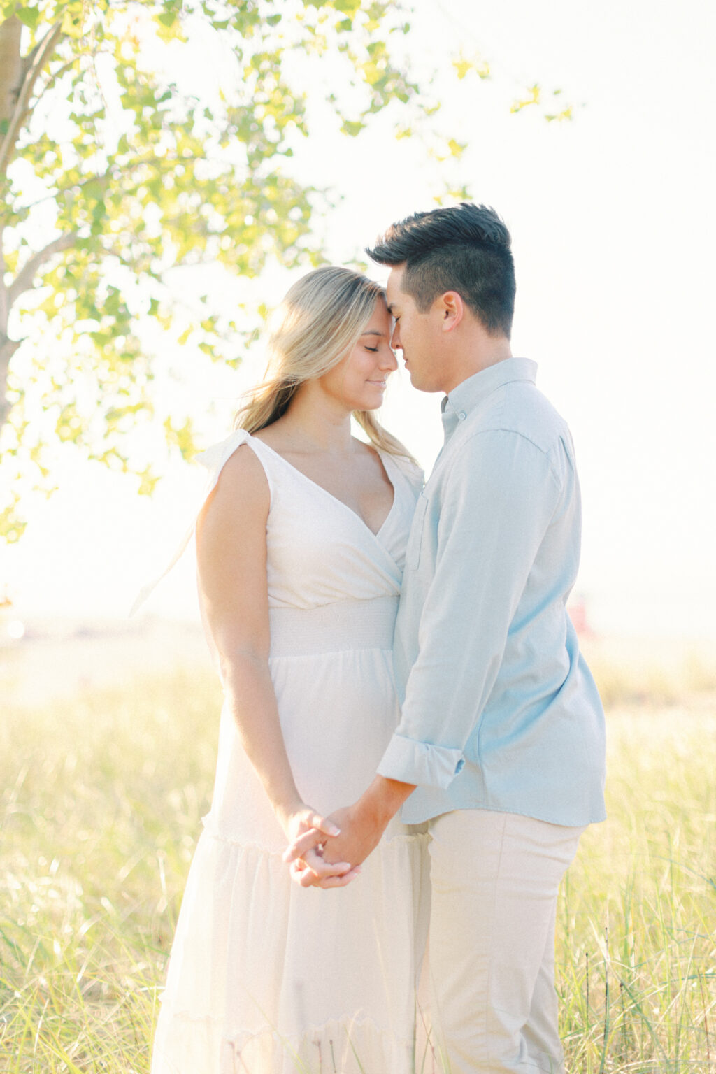 A Bubbly Engagement Session on Lake Michigan | Haley + Andrew