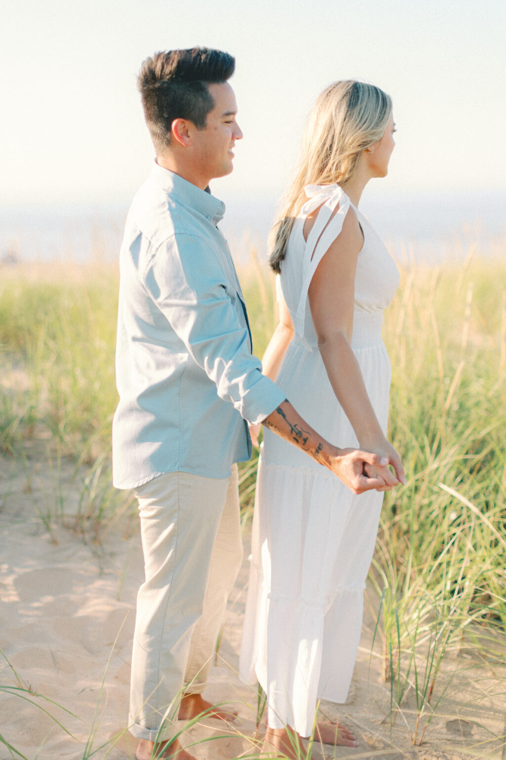 A Bubbly Engagement Session on Lake Michigan | Haley + Andrew