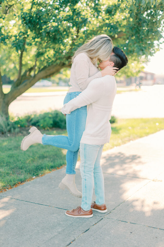 A Bubbly Engagement Session on Lake Michigan | Haley + Andrew